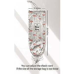 Cut Plastic Bag Holder and Dispenser, Grocery Shopping Bags Carrier, Garbage Bag Organizer for Kitchen,Flamingo Home Kitchen Décor, Housewarming Gifts for women Family Friends, 23x9 inch