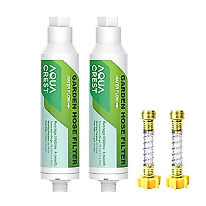 AQUACREST Garden Hose Water Filter with Hose Protector, Improve Plants Health, Reduces Chlorine, Odor, Calcium, Ideal for Gardening, Farming