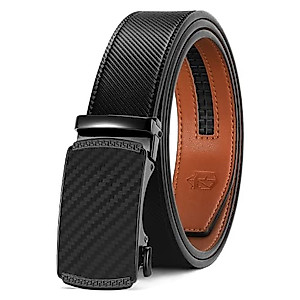 Zitahli Belt Men, Ratchet Belt Dress with 1 3/8" Premium Leather,Slide Belt with Easier Adjustable Automatic Buckle,Trim to Fit Size 30"-36"