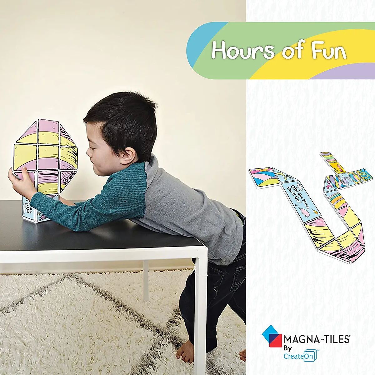 Dr. Seuss Oh! The Places You'll Go! Magna-Tiles Structure Set, Original Magnetic Building Tiles Making Learning Fun and Hands-On, Versatile Educational Toy for Kids Ages 3 Years +