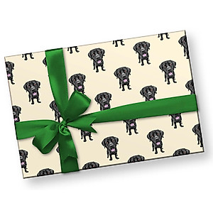 Cute Black Labrador Retriever Gift Wrap, Black Lab Wrapping Paper, Dog Christmas Birthday Party Decoration Decor (6 foot x 30 inch roll)