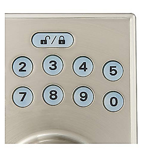 Amazon Basics Contemporary Electronic Keypad Deadbolt Door Lock With Passage Lever, Satin Nickel, 6.62 cm x 11.81 cm