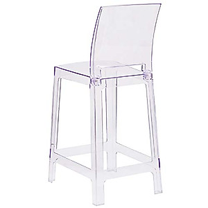 Flash Furniture 4 Pack Ghost Counter Stool with Square Back in Transparent Crystal