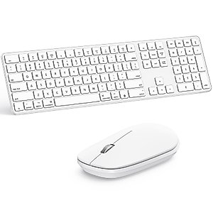 Bluetooth Keyboard and Mouse for Mac,OMOTON Wireless Multi-Device Keyboard with Numeric Keypad, Keyboard and Mouse Combo, for MacBook Pro/Air, iMac, iMac Pro, Mac Mini, Mac Pro (White)