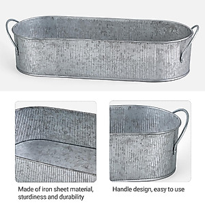 Mkono Metal Storage Basket for Toilet Tank Top Bathroom Decor, Galvanized Tray with Handle for Shelves, Farmhouse Toilet Paper Holder Organizing Bin Box for Countertop Living Room, Set of 2, Silver