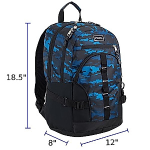 FUEL Dynamo Active Backpack, Fits Most Laptops up to 15", Front Access Pockets, Padded Lumbar, Comfortable, Adjustable Straps - Black/Blue Camo