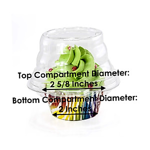 Katgely Individual Cupcake Container (Pack of 100) - Single Compartment Cupcake Carrier Holder Box - Stackable - Deep Dome - Clear Plastic - BPA-Free