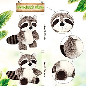 2 Pieces Raccoon Stuffed Animal Small Raccoon Plush Animal Cute Stuffed Raccoon Brown Raccoon Plushie Woodland Raccoon Plush Toy Soft Plush Animal Doll for Babies Children Kids Girls Boys (10 Inches)
