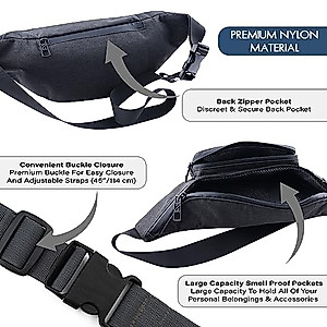 INNOSCENT SMELL PROOF Bum Bag Crossbody Bag Adjustable Waist Bag Backpack -COMBINATION LOCK- For Working Commuting Traveling (Dark Grey)