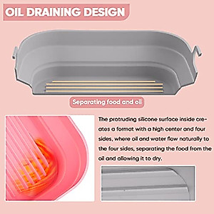 2 Pack Air Fryer Silicone Liners Square Reusable，8.2 Inch Foldable Food Safe Air Fryer Silicone Pot, Non Stick Air Fryer Accessories for Oven , Fits 4 to 7 QT Air Fryer Basket, With Heat-proof Gloves