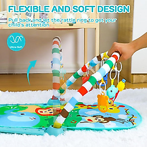 TOY Life Baby Gym Play Mat for Babies 0-6 Months Tummy Time Mat, Baby Kicking Toy Play Piano Playmat Activity Gym for Baby Boy Girl, Infant Toddler Activity Center Toys, Baby Floor Newborn Play Mat