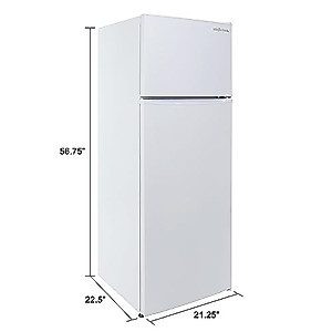 Magic Cool MCR74V0W Apartment Refrigerator Freestanding Slim Design Full Fridge with Top Freezer for Condo, House, Small Kitchen Use, White