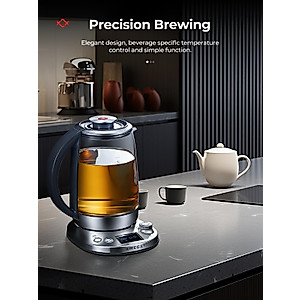 Tea Kettle Electric, AMEGAT Tea Pot with Removable Infuser, 9 Preset Brewing Programs Tea Maker with Temperature Control, 2 Hours Keep Warm, 1.7L Electric Kettles, 1200W, Glass and Stainless Steel