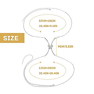 Sinalty Rhinestone Body Chains Silver Bracket Chest Chain Bikini Crystal Bra Chain Party Body Jewelry Accessories for Women and Girls (1)