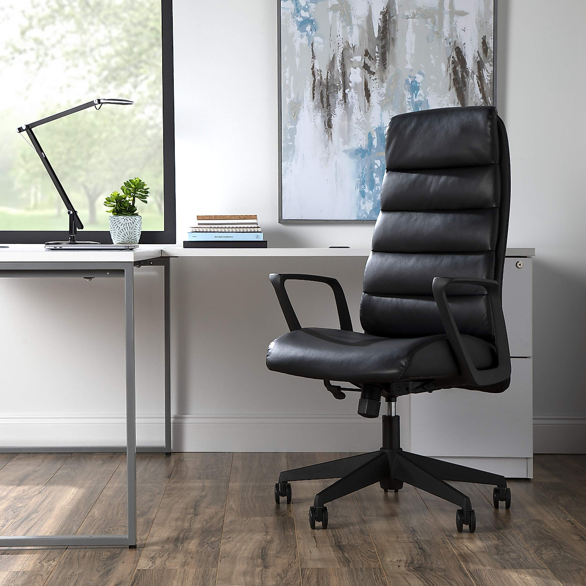 HON Basyx Bolster Commercial-Grade Executive Chair, Office, Black Bonded Leather
