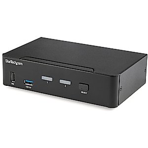 StarTech.com 2 Port DisplayPort KVM Switch - 4K 60Hz - Single Display - Dual Port UHD DP 1.2 USB KVM Switch with Integrated USB 3.0 Hub & Audio-Dell HP Apple Lenovo-TAA Compliant (SV231DPU34K), Black