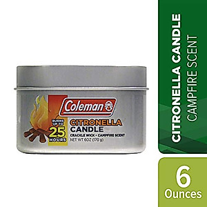 Coleman Scented Outdoor Citronella Candle with Wooden Crackle Wick - 6 oz