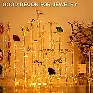 Cupcake Stand - Premium Cake Pop Holder - Cakes Dessert Display Stands for 16 Cupcakes + LED Yellow Light String - Ideal for Weddings, Birthday Parties, Candlelight Dinner