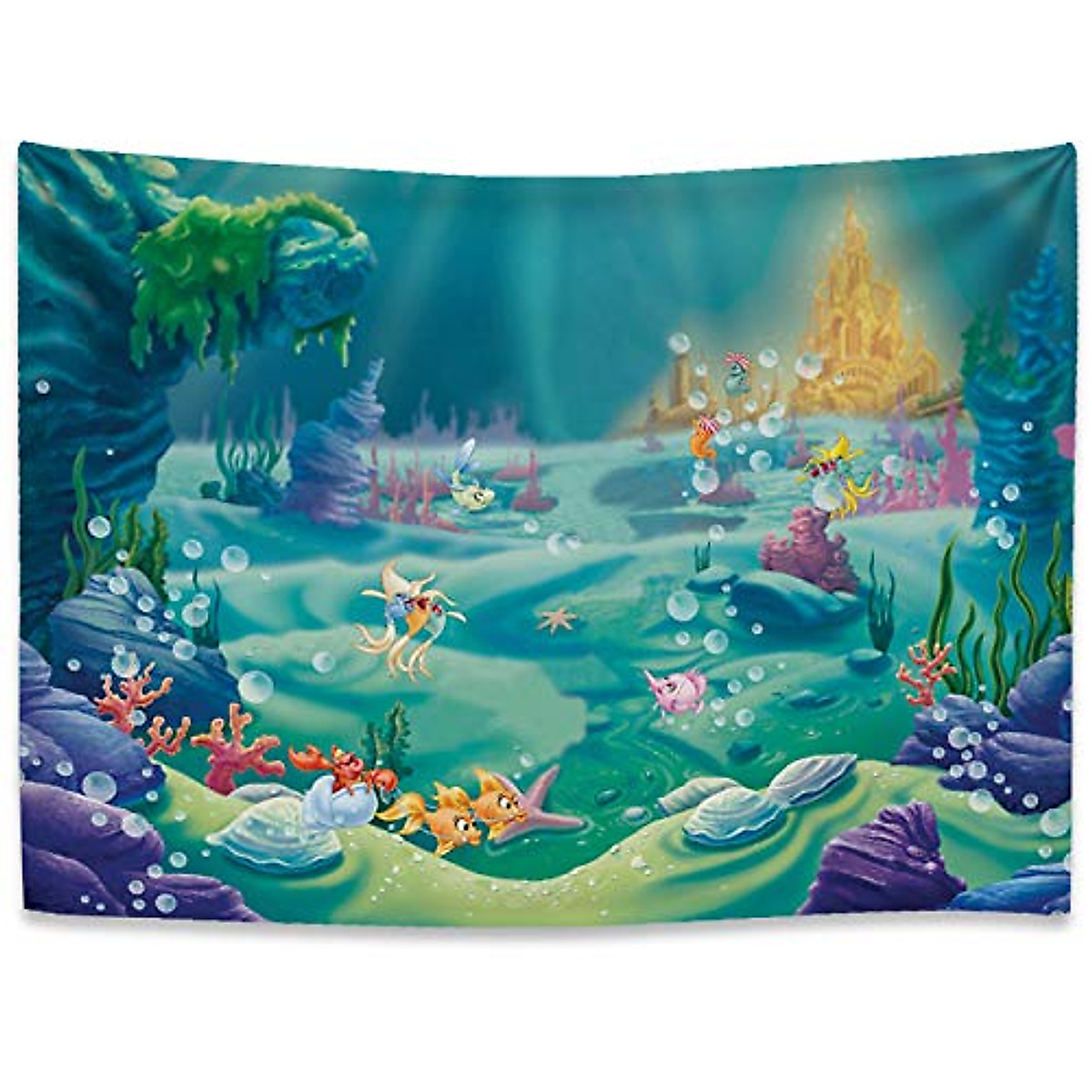 Mocsicka Mermaid Backdrop Under Sea Castle Photography Background 7x5ft Vinyl Child Kids Baby Birthday Party Decoration Backdrops