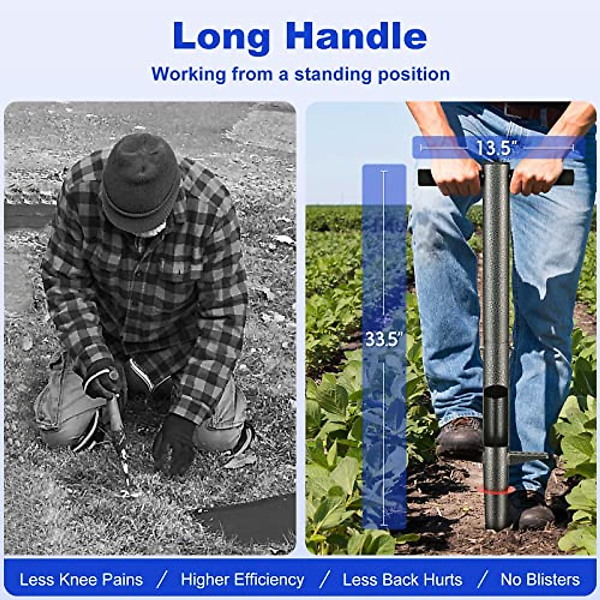 Bulb Planter Garden Sod Plugger with Ergonomic Masual Handle,Heavy Duty Planting Tools for Digging Holes to Plant Spring Flowers Bulbs,Bedding Plants,Tulips,Crocus,Dahlias,Gladiolus,Lilies