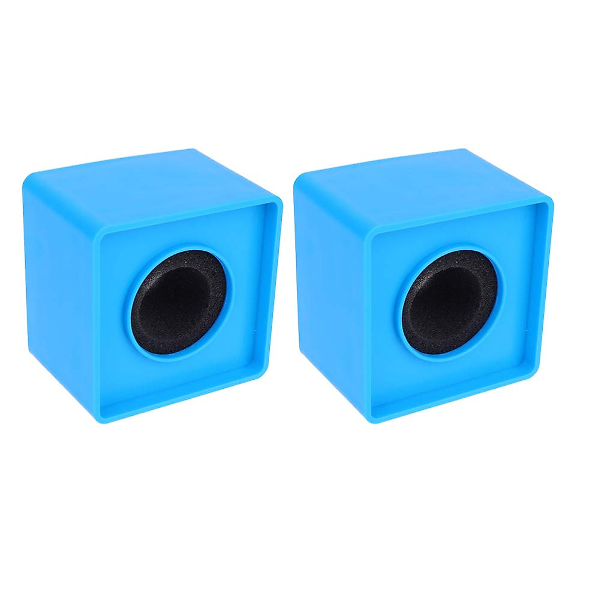 NUOBESTY 2Pcs Microphone Flag Station Logo Square Cube Shaped Portable Mic Stands Injection Molding Flag for TV Conference Interviews Stage (Blue)