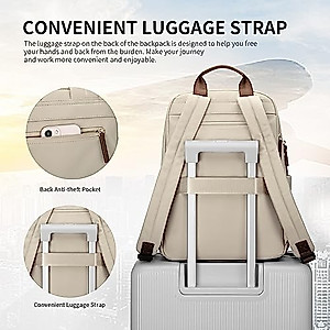 GOLF SUPAGS Laptop Backpack for Women Work Travel Backpacks Computer Bag Casual Daypack Fits 14 Inch Notebook (Apricot)