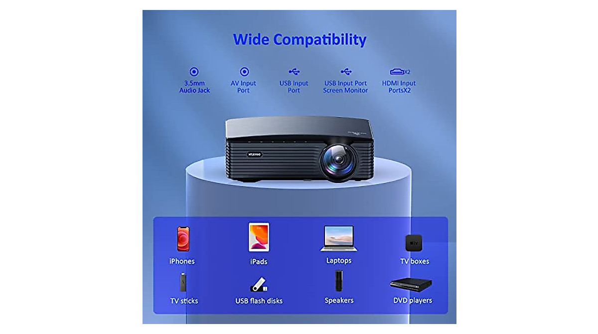 NexiGo PJ20 Outdoor Projector - 1080P & Bright for Home & Outdoors