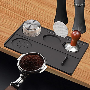 Luriseminger Espresso Tamping Mat Food Grade Silicone Coffee Tamp Mat Coffee Tamper Mat Coffee Pad Tamp Station for Barista Tool Home Kitchen Bar Coffee Shop Espresso Accessory(10.6Inch X 9Inch)