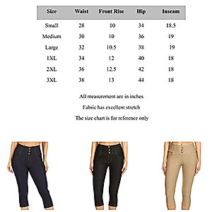 Women's High Waist Stretch Skinny Denim Capri Jeggings with Pockets(Medium, Capri-Grayish White)