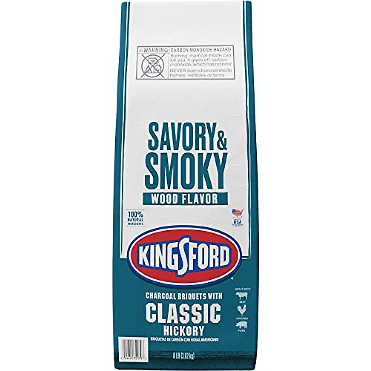 Kingsford 32079 Original Charcoal Briquettes with Hickory, 8 lb, Black