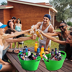 6 Pieces Ice Buckets Bulk, Plastic Ice Buckets with Handles, Oval Storage Tub, Large Capacity Ice Drink Bucket for Party Bar Wine Beer Champagne Beverage Bottle Cooler (Green,4.5 Liter)