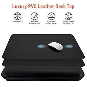 Kapogo Lap Laptop Desk, Portable Lap Desk with PVC Leather Cushion, Tablet Holder, Wrist Support, Fits up to 15.6 Inch Laptops, Lap Tray for Laptop, Writing, Home Office, Students (Medium)