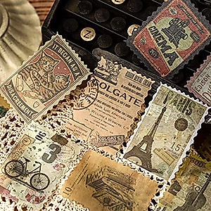 Cotrida 240pcs Vintage Postage Stamp Stickers, Aesthetic Botanical Deco Paper Sticker for Scrapbooking, Journaling Supplies, Planners, Kid DIY Art Crafts, Bullet Journal
