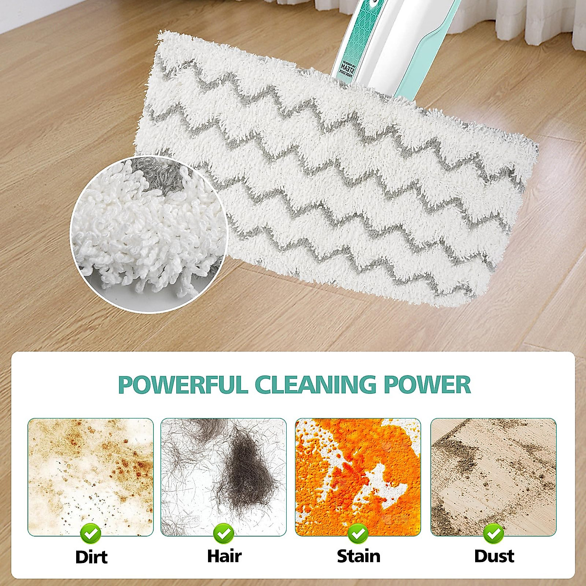 4 PCS Replacement Pads Accessory for Shark Steam Mop S1000, S1000A, S1000C, S1000WM, S1001C, S2001 Dirt Grip Pads, Microfiber Washable & Reusable