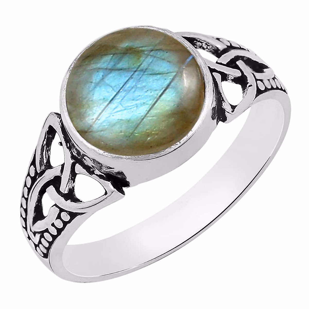 TISHAVI Labradorite Ring For Women Sterling Silver Labradorite Ring Round Labradorite Ring Size 6 Labradorite Ring Sterling Silver 925