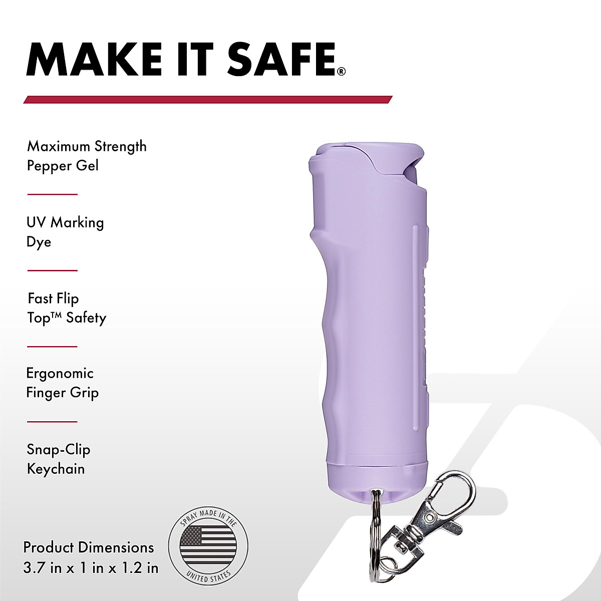 SABRE Pepper Gel with Fast Flip Top, Maximum Strength OC Spray, Snap Clip for Easy Carry and Fast Access, Finger Grip for More Accurate and Faster Aim, UV Marking Dye, 0.54 fl oz, Easy to Use Safety