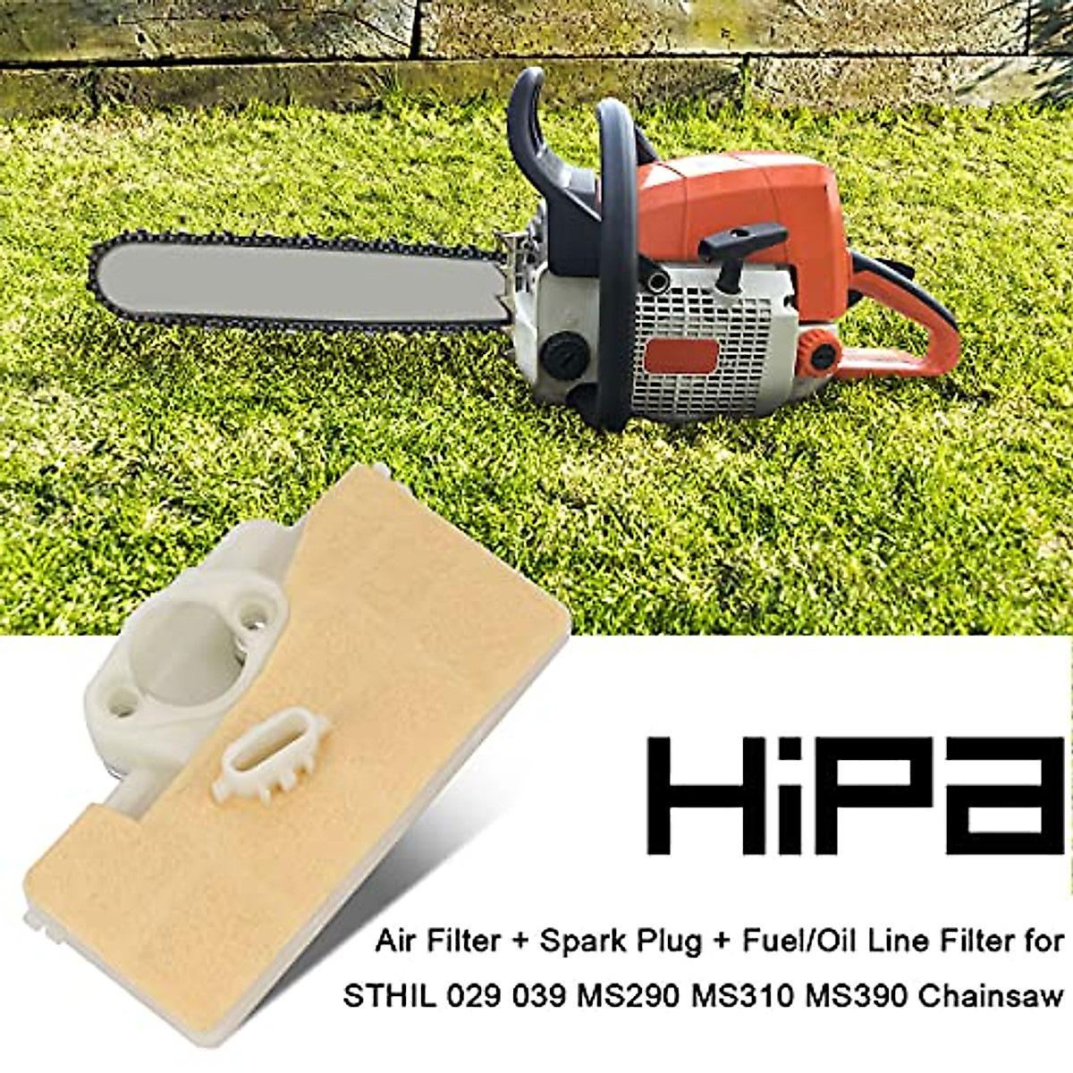 Hipa Air Filter + Spark Plug + Fuel/Oil Line Filter for STHIL 029 039 MS290 MS310 MS390 Chainsaw