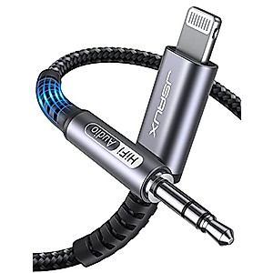 JSAUX Lightning to 3.5mm Audio Cord 6FT, [Apple Mfi Certified] Aux Cable Compatible with iPhone 14/14 Pro/13/13 Pro Max/12/12 Mini/12 Pro/12 Pro Max/11 Pro/11 Pro Max/X/XR/XS Max/Car Stereo-Grey