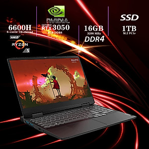 Lenovo 2023 IdeaPad Gaming 3 15.6'' 120Hz Laptop, AMD Ryzen 5 6600H, 16GB RAM, 1TB PCIe SSD, NVIDIA GeForce RTX 3050, Backlit Keyboard, Onyx Gray, Windows 11, 32GB SnowBell USB Card,