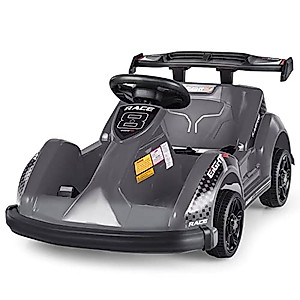 Electric Go Kart for Kids, 6V Battery Powered Ride On Cars w/Remote Control, Safety Belt, Slow Start, Music, 4 Wheeler Electric Vehicle for Kids, Ride On Go Cart for Kids (Black)