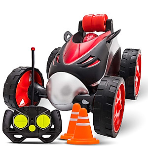Atlasonix Remote Control Car for Boys - RC Cars for Kids, RC Stunt Car Toy | 4-Wheel Drive Car Spins and Flips | Indoor and Outdoor w/Bonus - 6 Traffic Cones | Remote Control Car for Boys 4-7