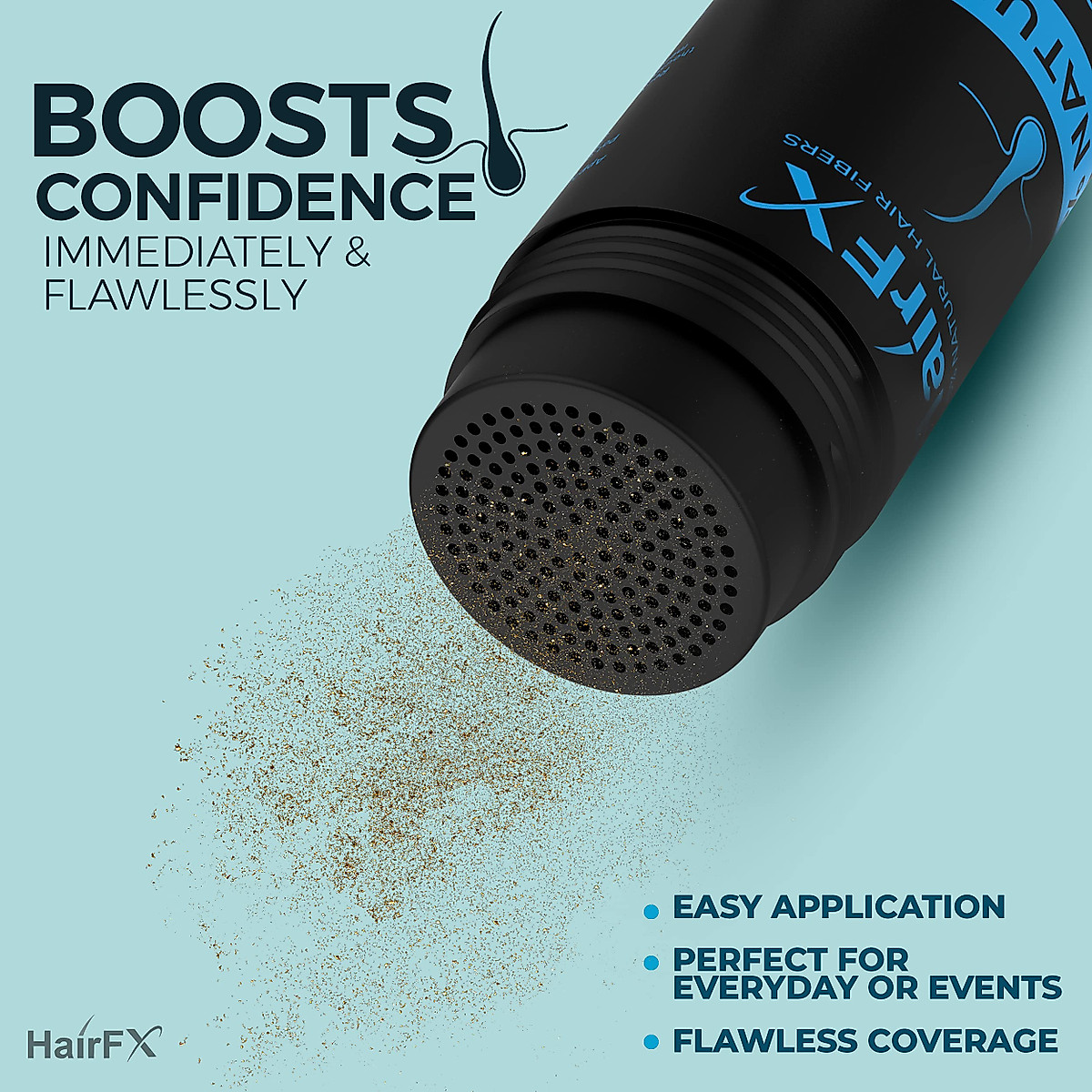 HairFX Hair Perfecting 2-in-1 Kit (DARK BROWN) Set Includes Natural Undetectable Hair Thickening Fibers & Spray Applicator Pump Nozzle | Instant Thick Fuller Hair Conceals Hair Loss 15 Sec Women & Men