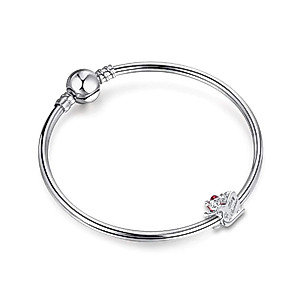 TCHYUN Sleighing Santa Claus Christmas Birthday Sale Cheap Collection Polished Rose Gold Mom Sister Silver Plated Birthstone Crystal Beads Charms for Bracelets