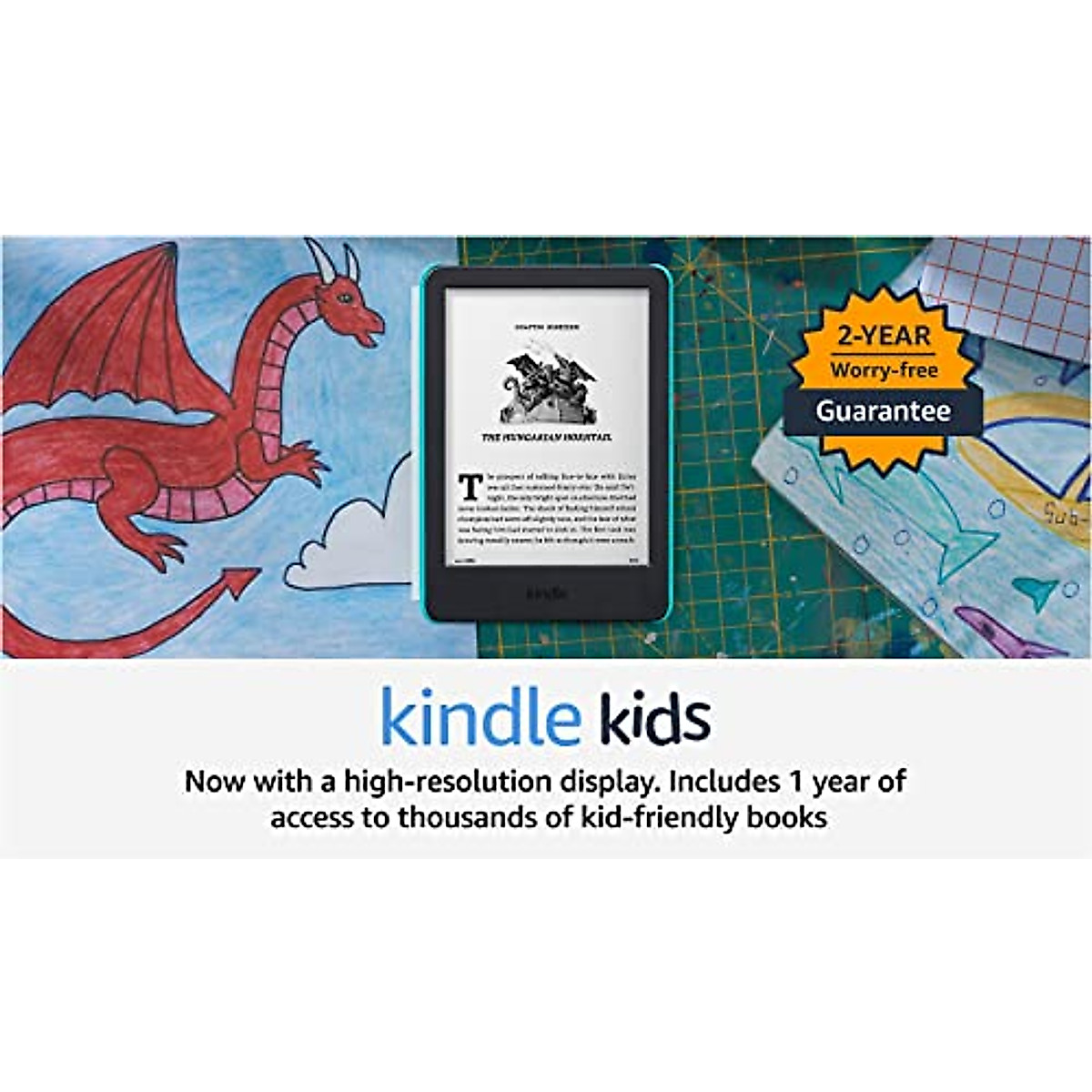 Kindle Kids (2022 release) – Includes access to thousands of books, a cover, and a 2-year worry-free guarantee - Ocean Explorer