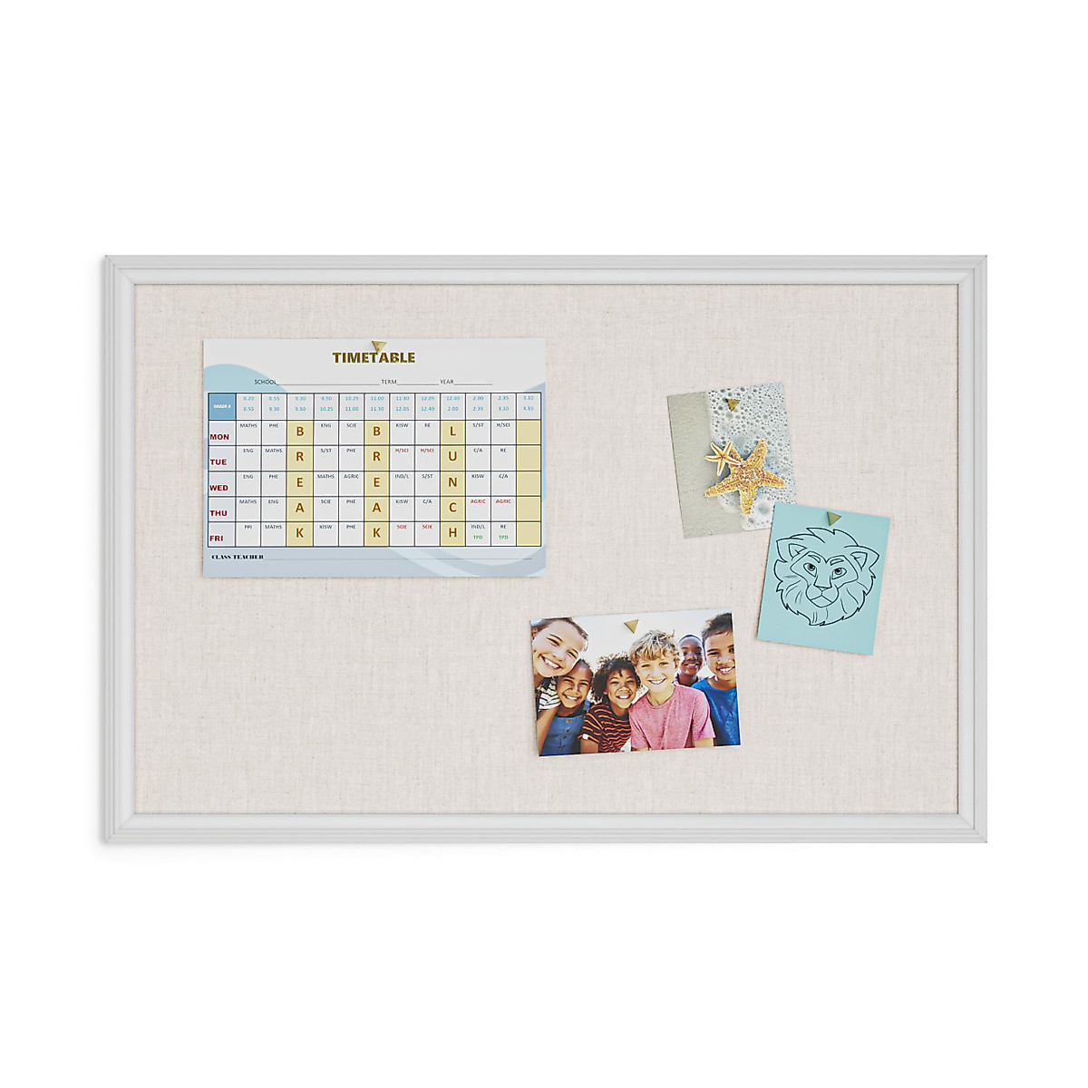 U Brands Farmhouse Linen Bulletin Board, 30 x 20 Inches, White Wood Frame (2074U00-01)