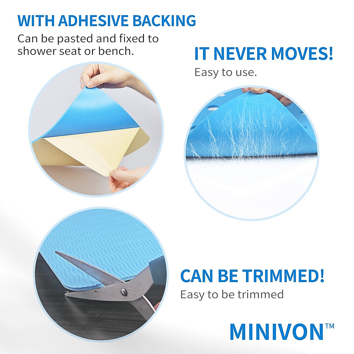 Narrow Shower Bench Cushion -Waterproof Non Slip Soft Pad for Bath Chair Stool, Stickable Padded Shower Seat, Bathroom Bathtub Mat Dry Quickly