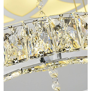 Flashing God W40inches Big Crystal Chandeliers Lampara De Sala Grande Moderna Flush Mount Large Pendant Chandeliers High Ceiling Chandelier for Living Room Dining Room Bedroom LED Dimmable 2700-6000k