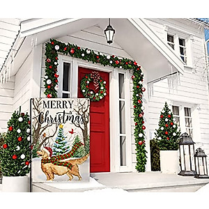 Christmas Dog Garden Flag 12x18 Vertical Double Sided Merry Christmas Trees Farmhouse Winter Holiday Outside Decorations Burlap Yard Flag BW217