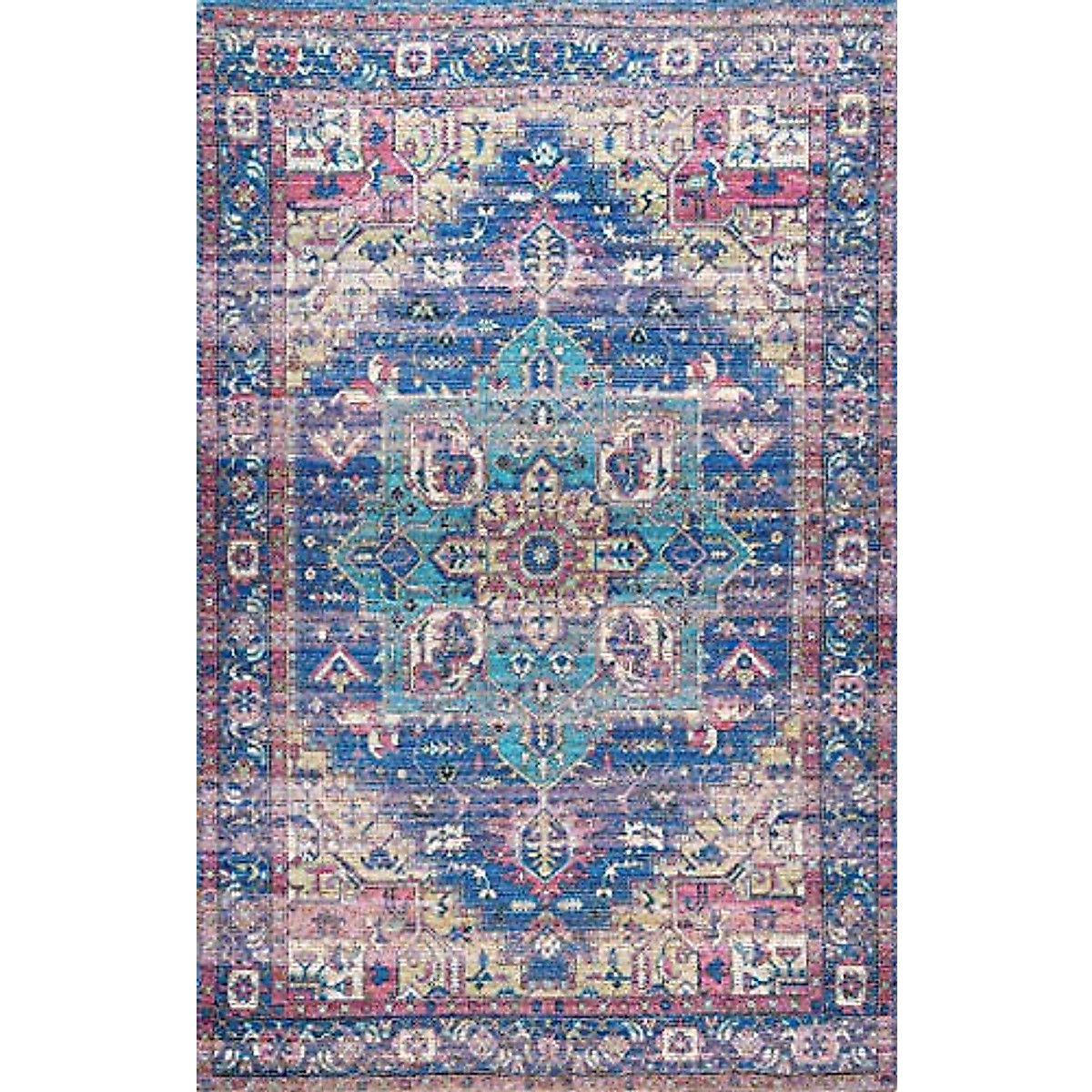 nuLOOM Melinda Flatweave Medallion Jute Area Rug, 3' x 5', Blue