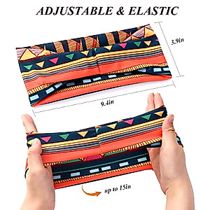 Carede African Headbands Wide Head Wraps for women Boho Turban Head Bands for Lady Large Sport Workout Stretchy Non-slip Hair Bands,Pack of 8